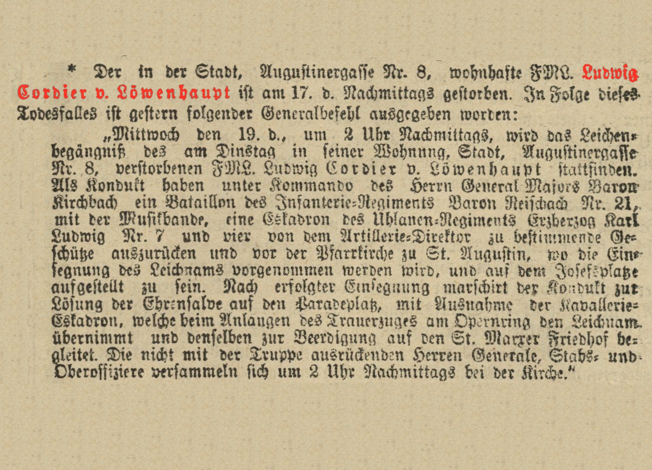 Wien - Ludwig von Cordier von Löwenhaupt