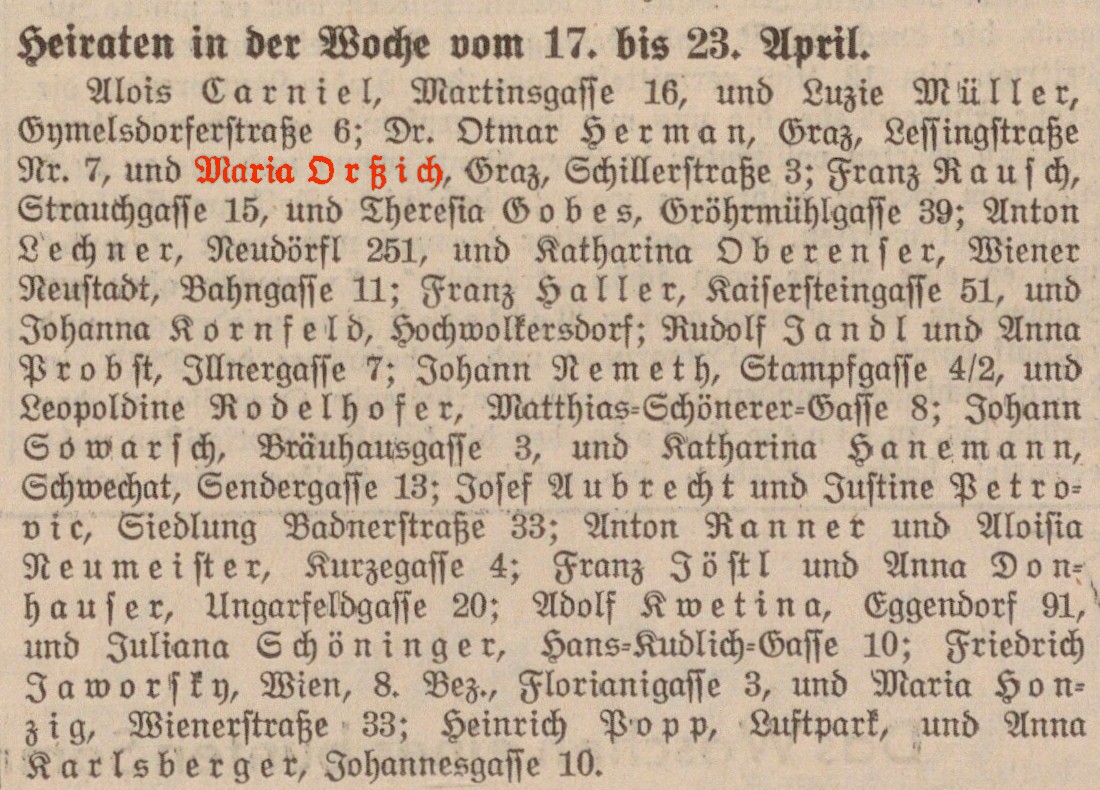 Wien - Maria Orssich de Slavetich