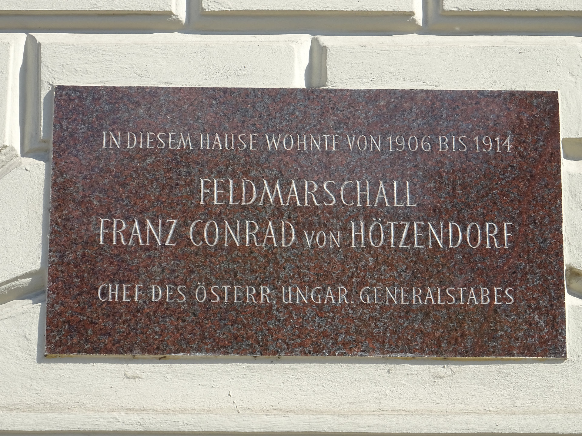 Wien - Gedenktafel Franz Conrad von Hötzendorf