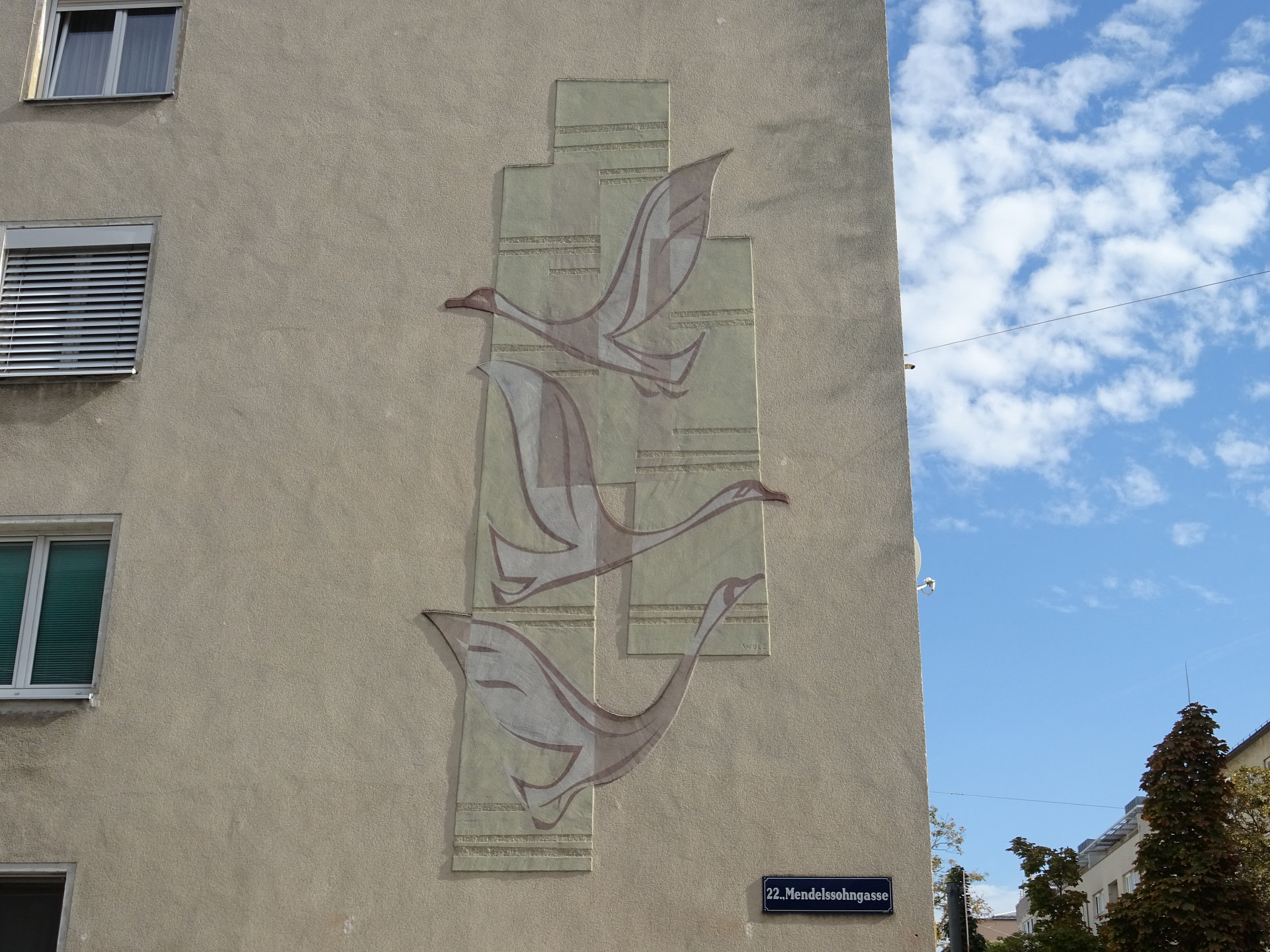 Wien - Sgraffito 'Wildgänse' bzw. 'Vogelgruppe' von Hans Wulz